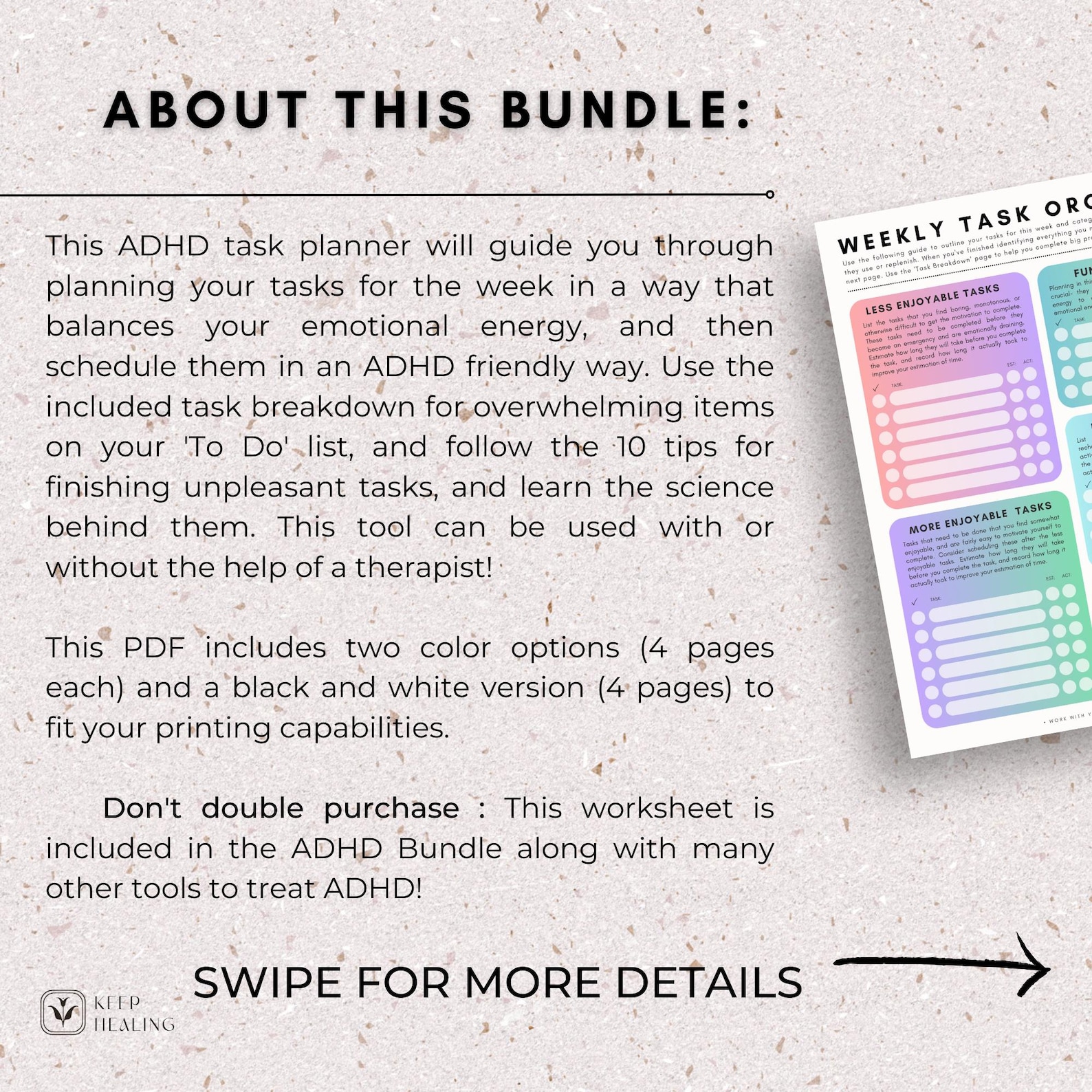 ADHD Task Planner Printable PDF | Adult Adhd | Procrastination | Task ...