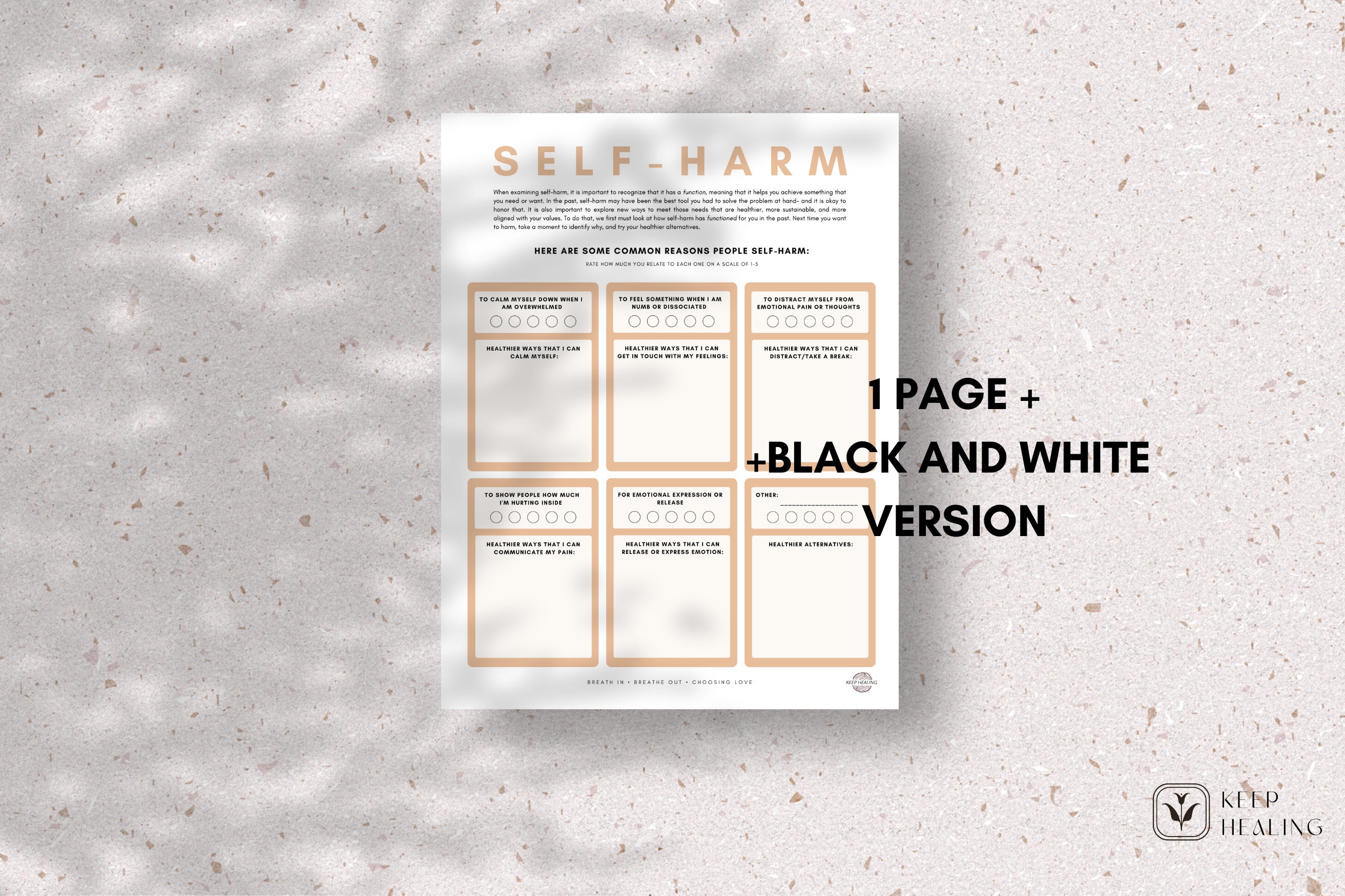 Healing Self-harm Printable PDF Treating Self-harm Self-injurious ...