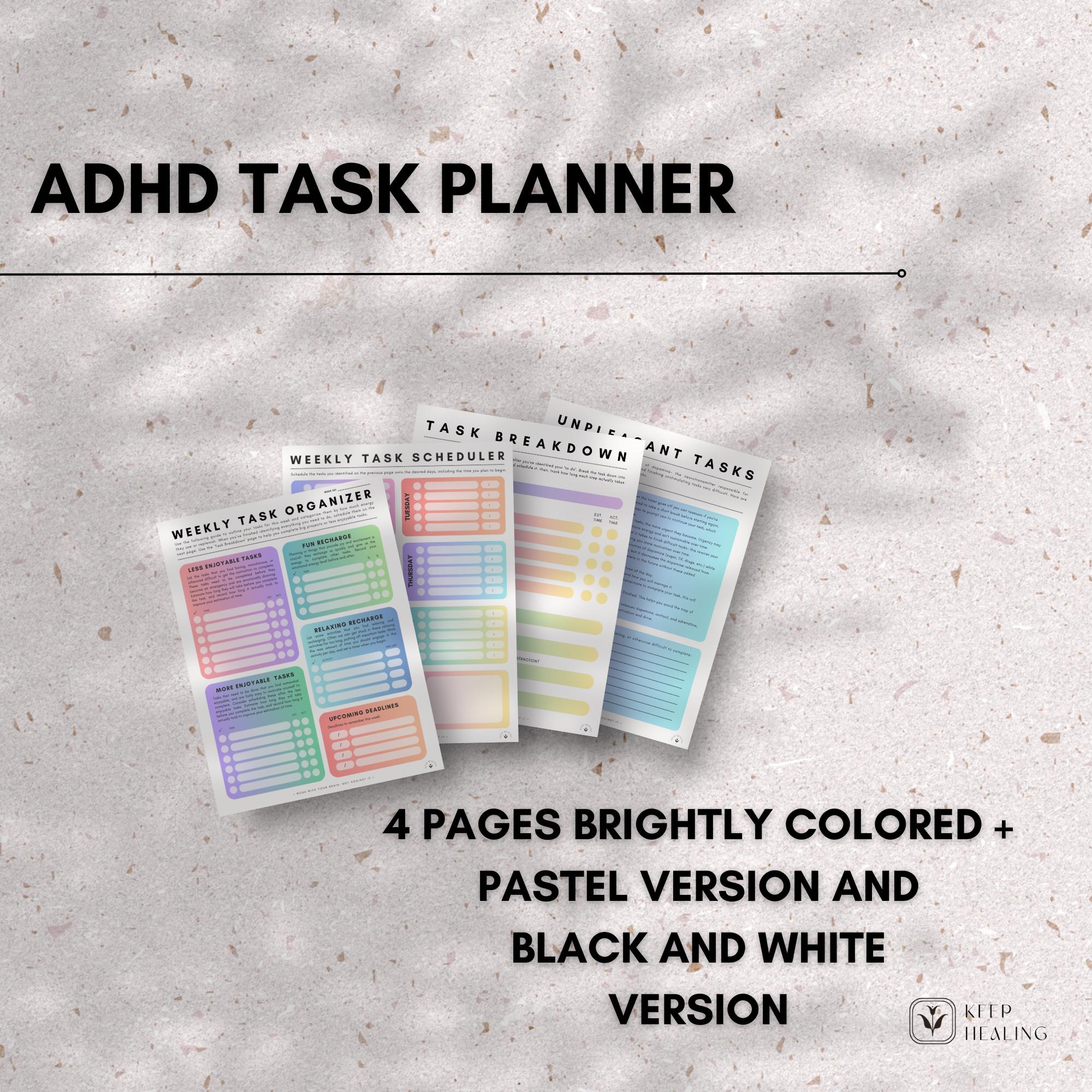 ADHD Task Planner Printable PDF | Adult Adhd | Procrastination | Task ...