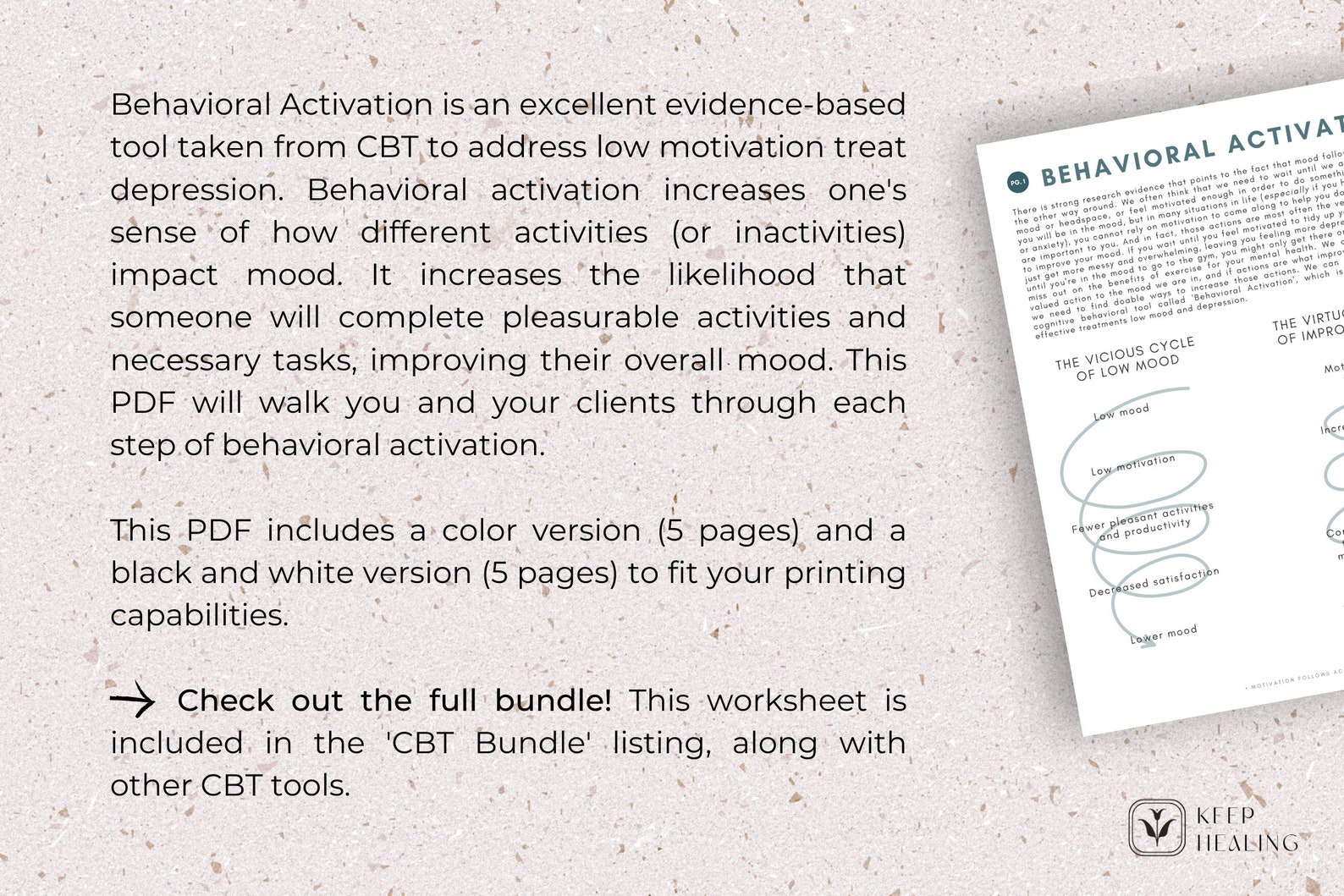 Behavioral Activation Printable PDF | Cognitive Behavioral Therapy ...