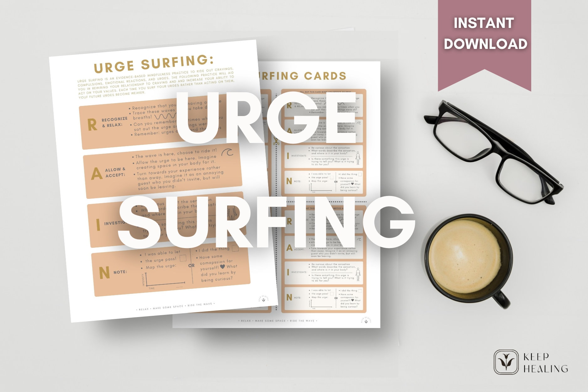 Urge Surfing Printable PDF Cravings Compulsions OCD - Etsy