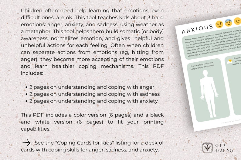 Feelings Worksheets for Kids: Anger, Anxiety, Sadness (printable PDF ...