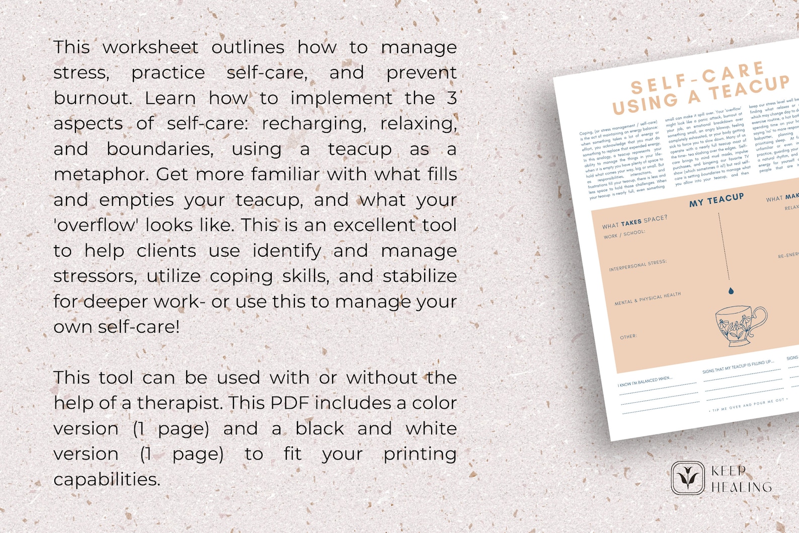 Self Care & Stress Management Printable PDF | Coping | Burnout ...