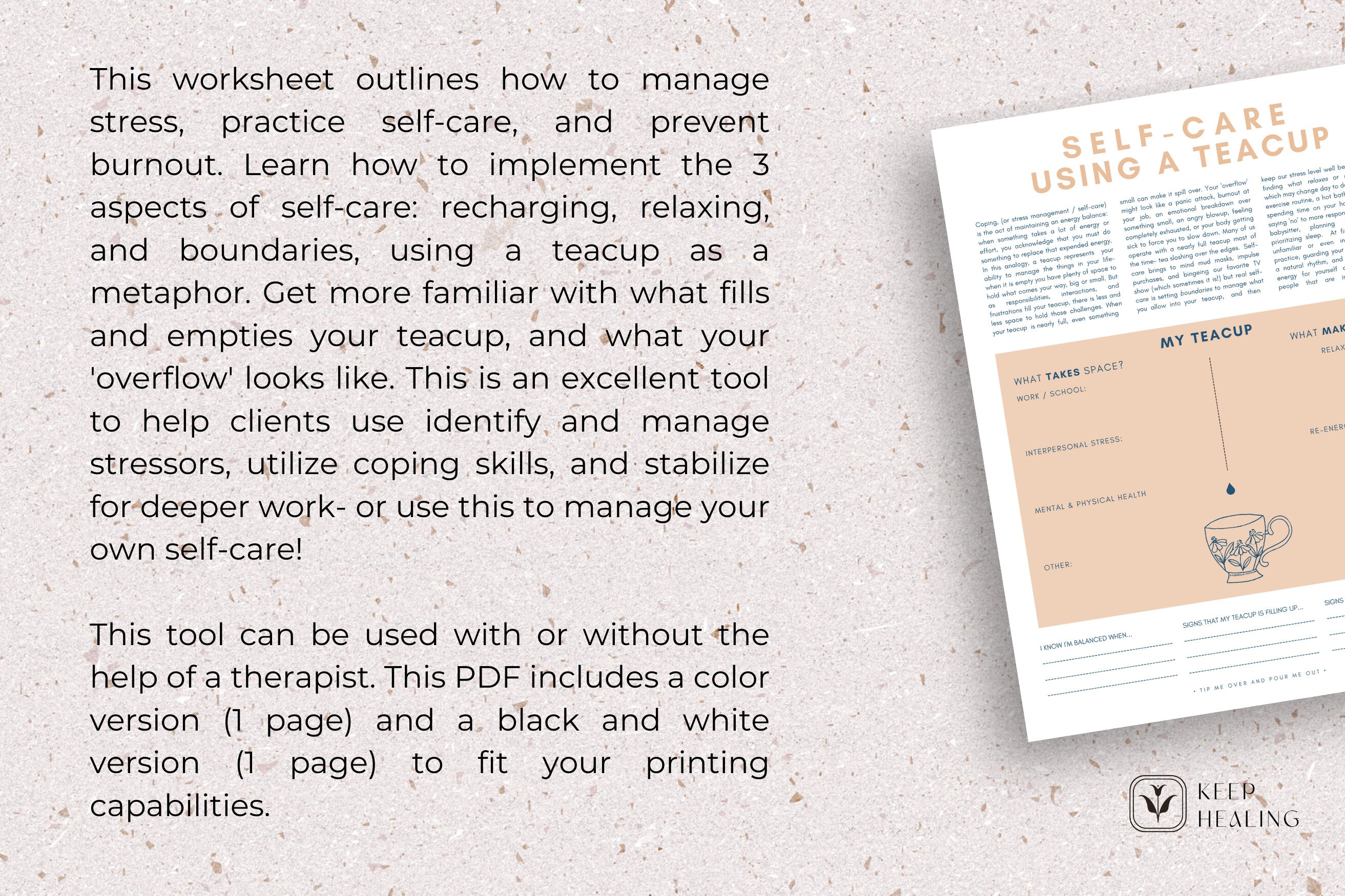 Self Care & Stress Management Printable PDF | Coping | Burnout ...