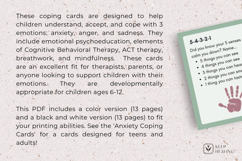 Coping Cards for Kids -printable | Anxiety Skills | Anger Management ...