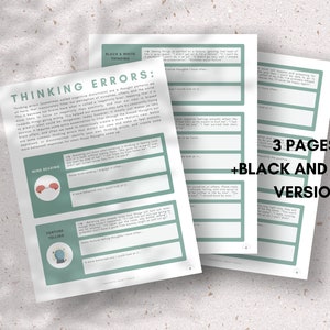 Thinking Errors Printable PDF | Cognitive Behavioral Therapy | CBT ...