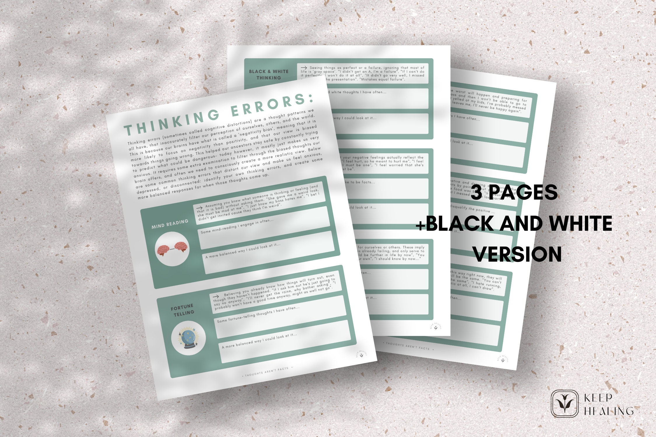 Thinking Errors Printable PDF | Cognitive Behavioral Therapy | CBT ...