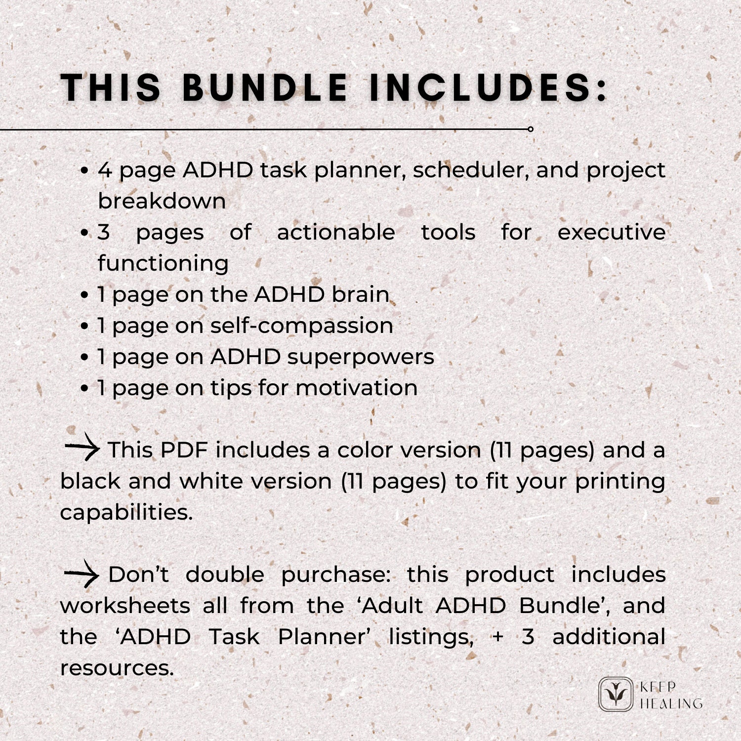 Adult & Teen ADHD Bundle Printable PDF Executive Function ADHD ...