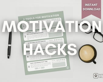 Motivation Hacks Printable Pdf Tools Motivation Worksheets for Mental ...