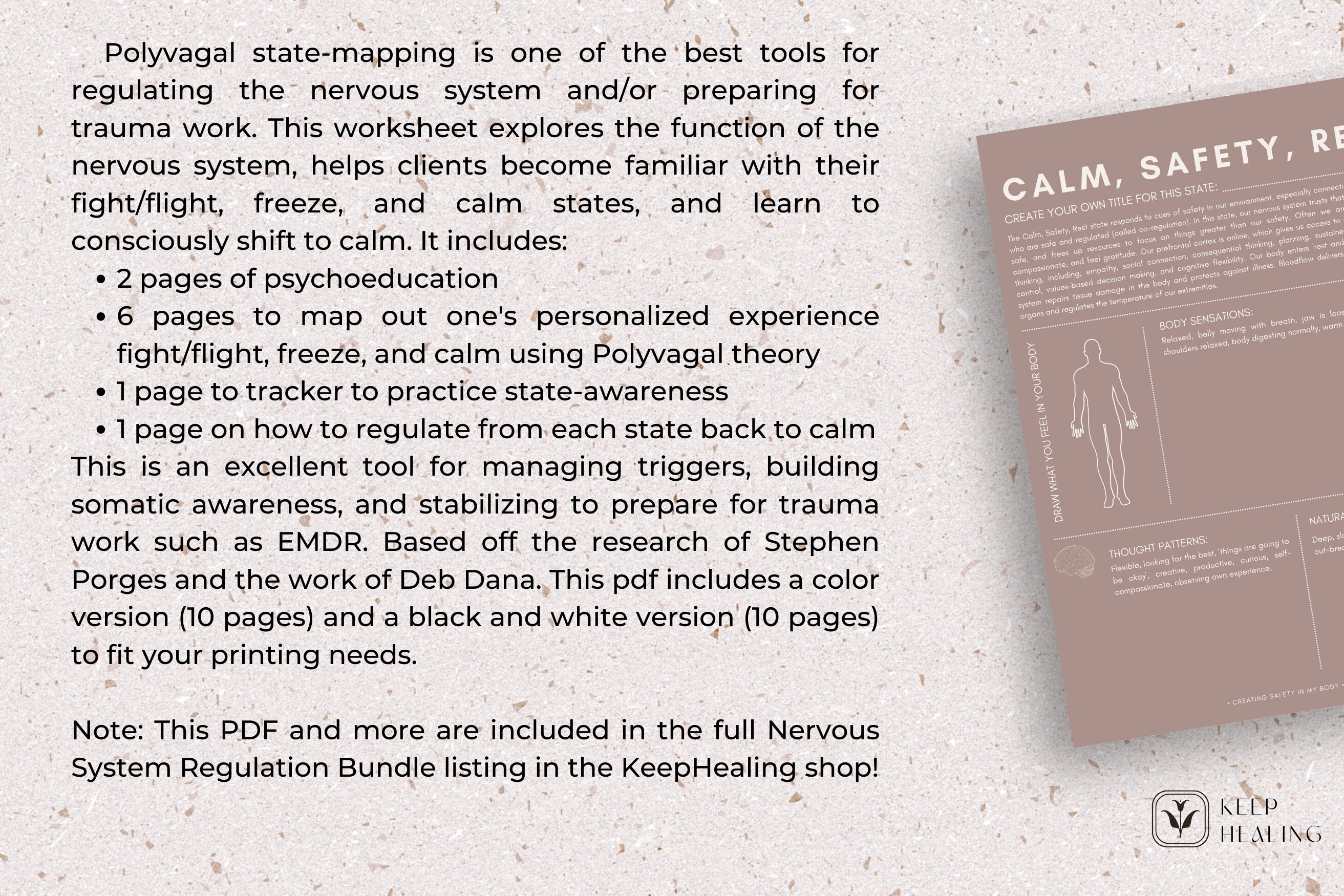 Polyvagal Therapy Printable PDF Nervous System Regulation - Etsy