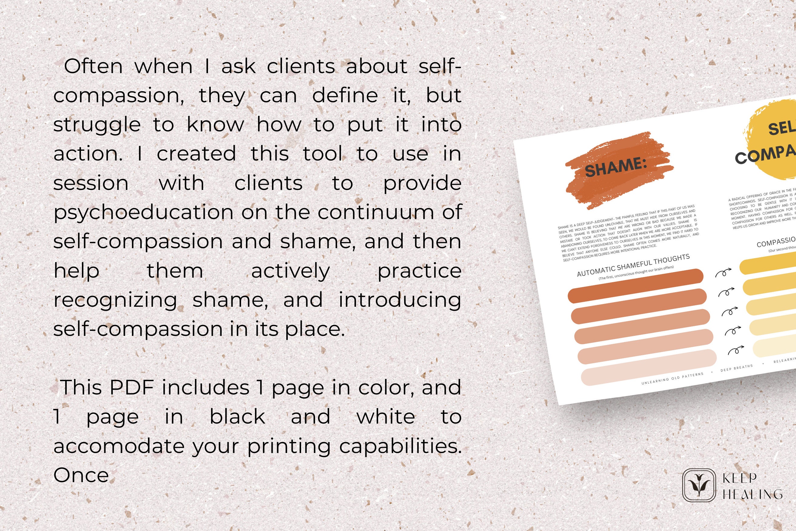Shame and Self-compassion Printable PDF | Automatic Thoughts | CBT ...