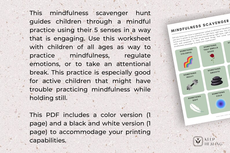 Mindfulness Scavenger Hunt Printable PDF Mindfulness for - Etsy Australia