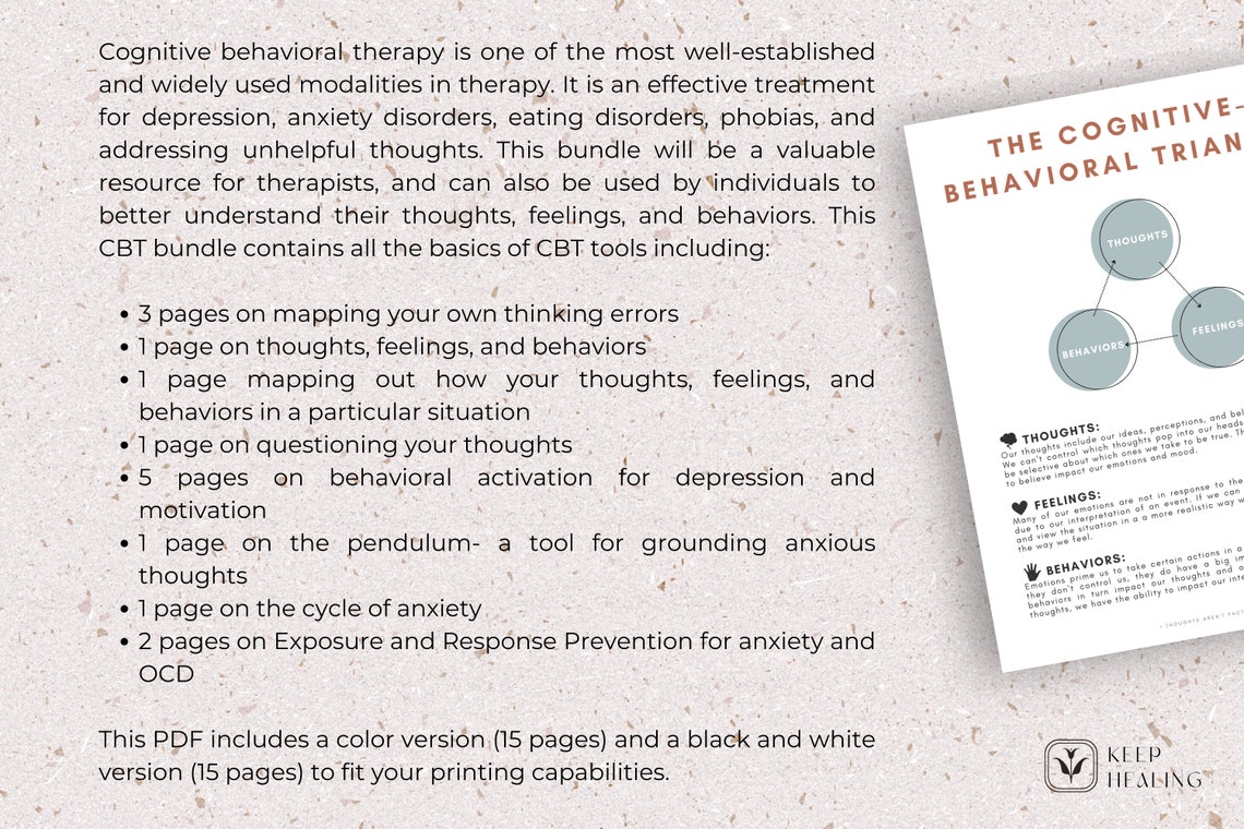 CBT Bundle Printable PDF | Cognitive Behavioral Therapy | Thinking ...