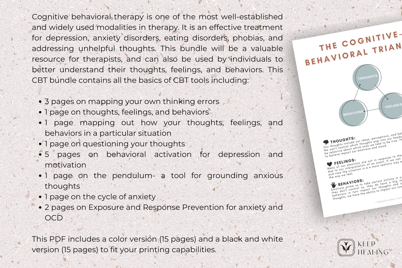 CBT Bundle Printable PDF | Cognitive Behavioral Therapy | Thinking Errors | Behavioral ...