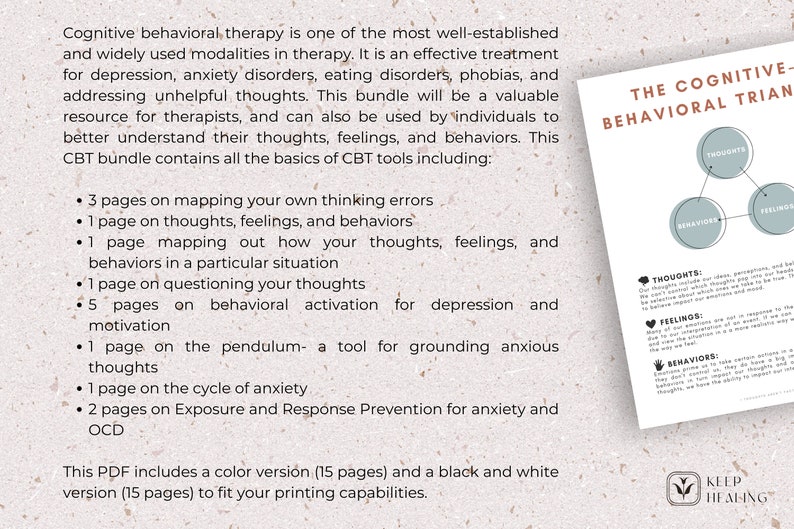 CBT Bundle Printable PDF | Cognitive Behavioral Therapy | Thinking ...
