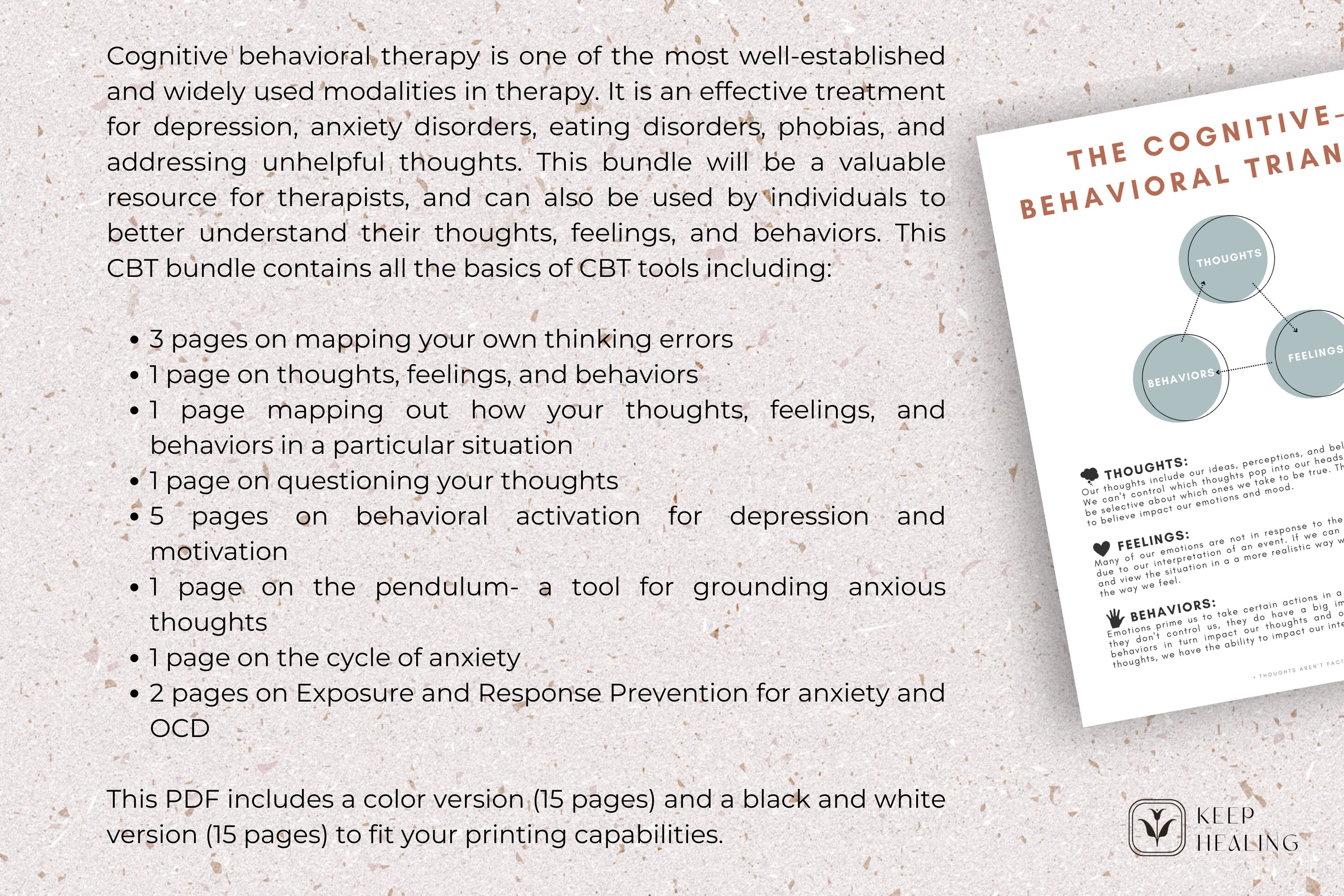 CBT Bundle Printable PDF | Cognitive Behavioral Therapy | Thinking ...