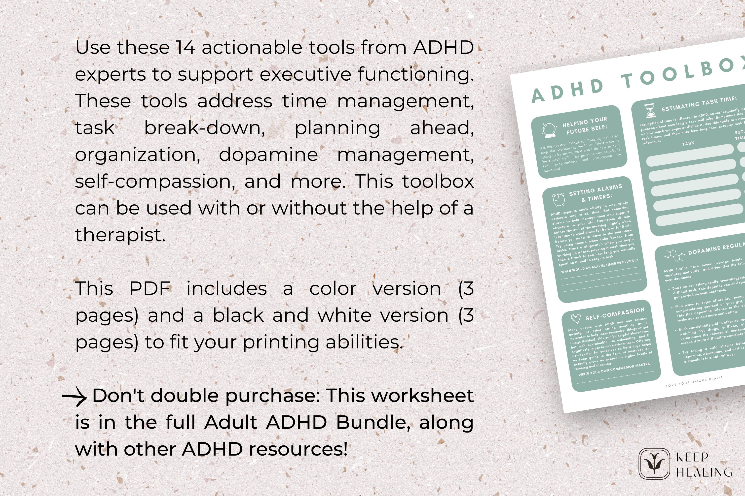 Adult ADHD Toolbox Printable PDF Adult ADHD Executive - Etsy