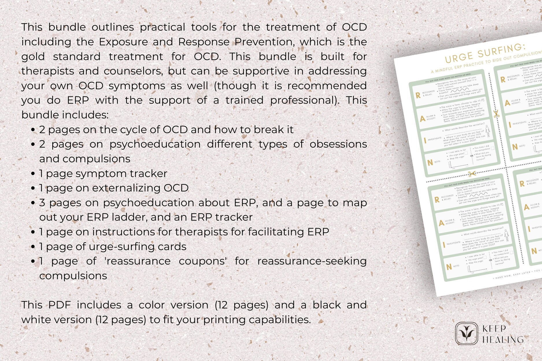 OCD Therapy Bundle Printable PDF | Obsessive Compulsive Disorder ...