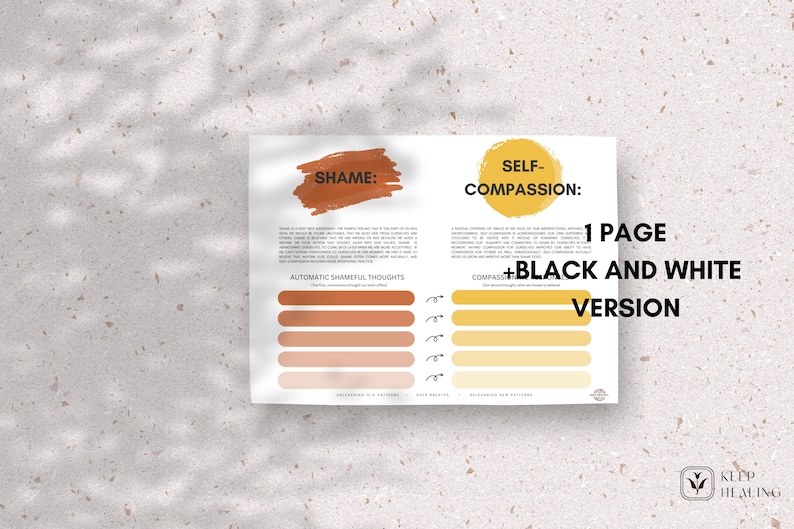 Shame and Self-compassion Printable PDF | Automatic Thoughts | CBT ...