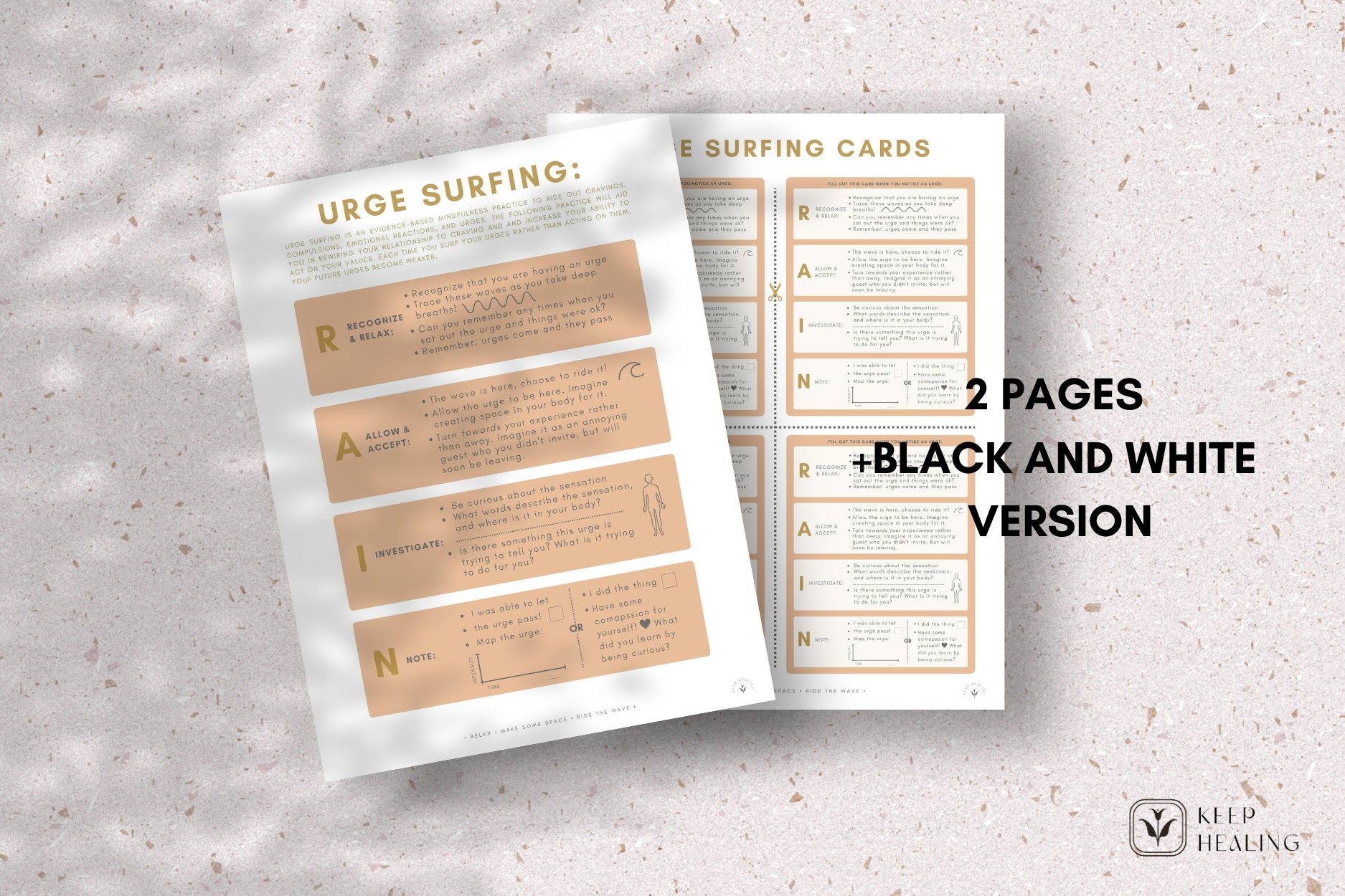 Urge Surfing Printable PDF Cravings Compulsions OCD Addiction DBT Mindfulness Therapy Worksheets ...