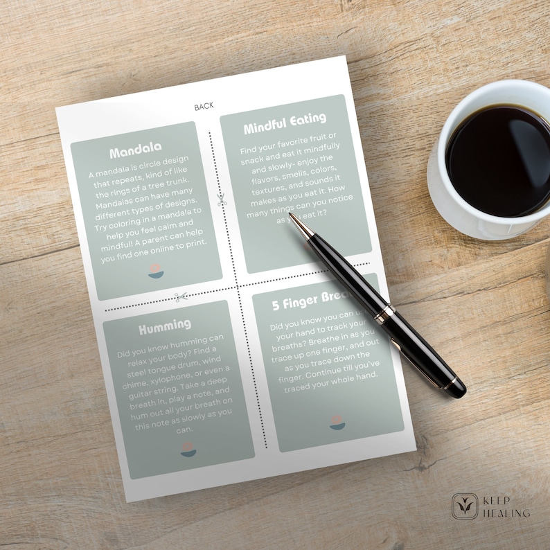 Mindfulness Cards for Kids: Coping Skills & Grounding (printable PDF ...