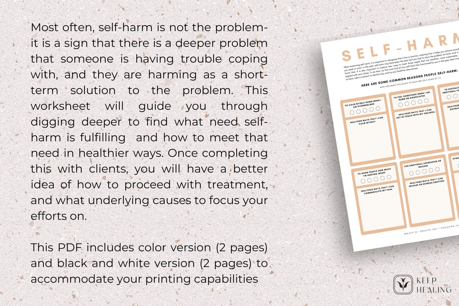Healing Self-harm Printable PDF | Treating Self-harm | Self-injurious ...