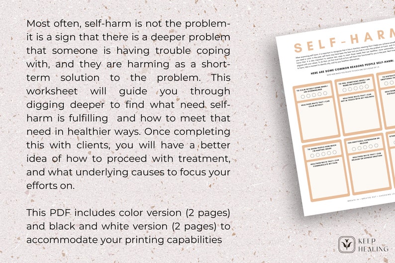 Healing Self-harm Printable PDF Treating Self-harm Self-injurious ...