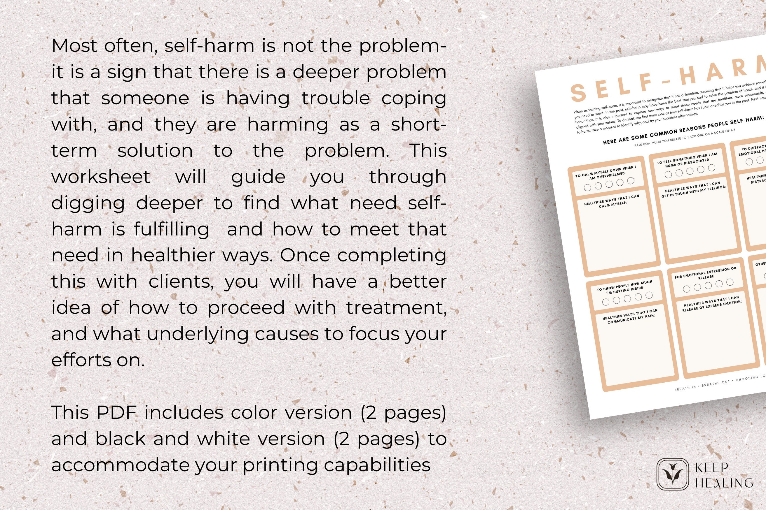 Healing Self-harm Printable PDF Treating Self-harm Self-injurious ...