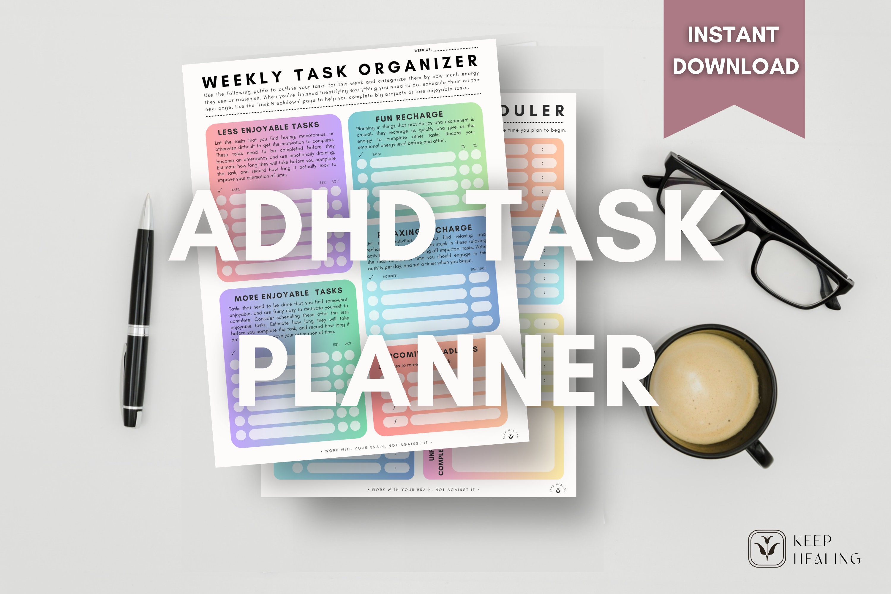 ADHD Task Planner Printable PDF Adult Adhd Procrastination Task Completion for Adhd Therapy ...