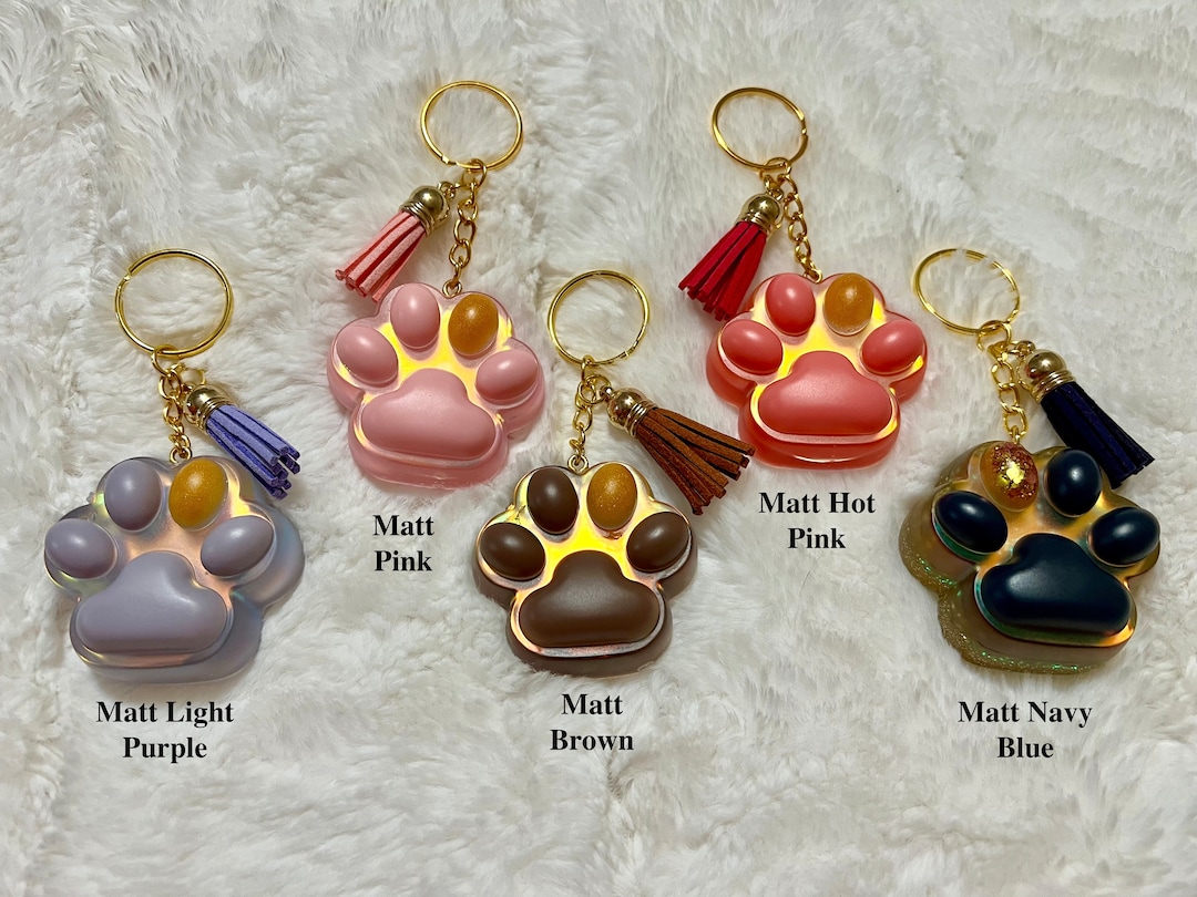 Matt and Glossy Cat Paw Keychain - Etsy