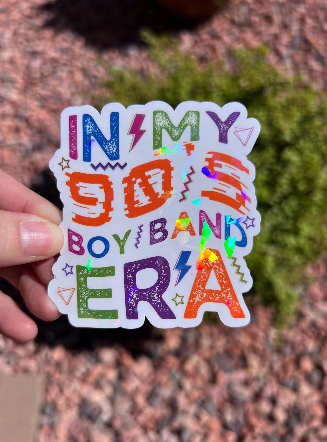 90s Boy Band Era Sticker: Neon Holographic Water-resistant Vinyl Decal ...