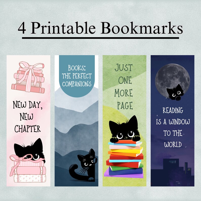 Cat Bookmarks | Printable Bookmarks | Cute Cat Bookmarks | Cat Lover ...