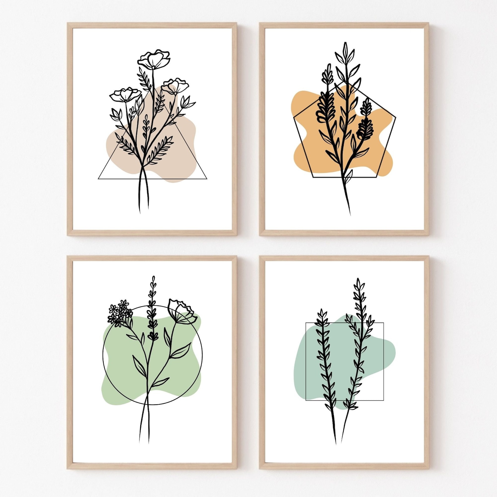 Flower Wall Art Minimalist Flower Print Set Set of 5 Prints - Etsy