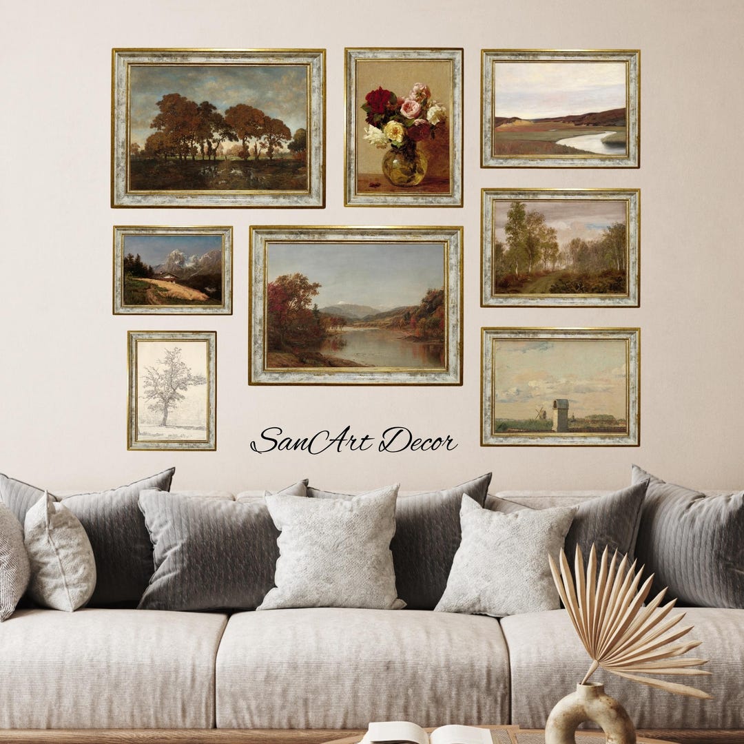 FRAMED Gallery Wall Art Set, Vintage Gallery Set, Set of 8, Farmhouse ...
