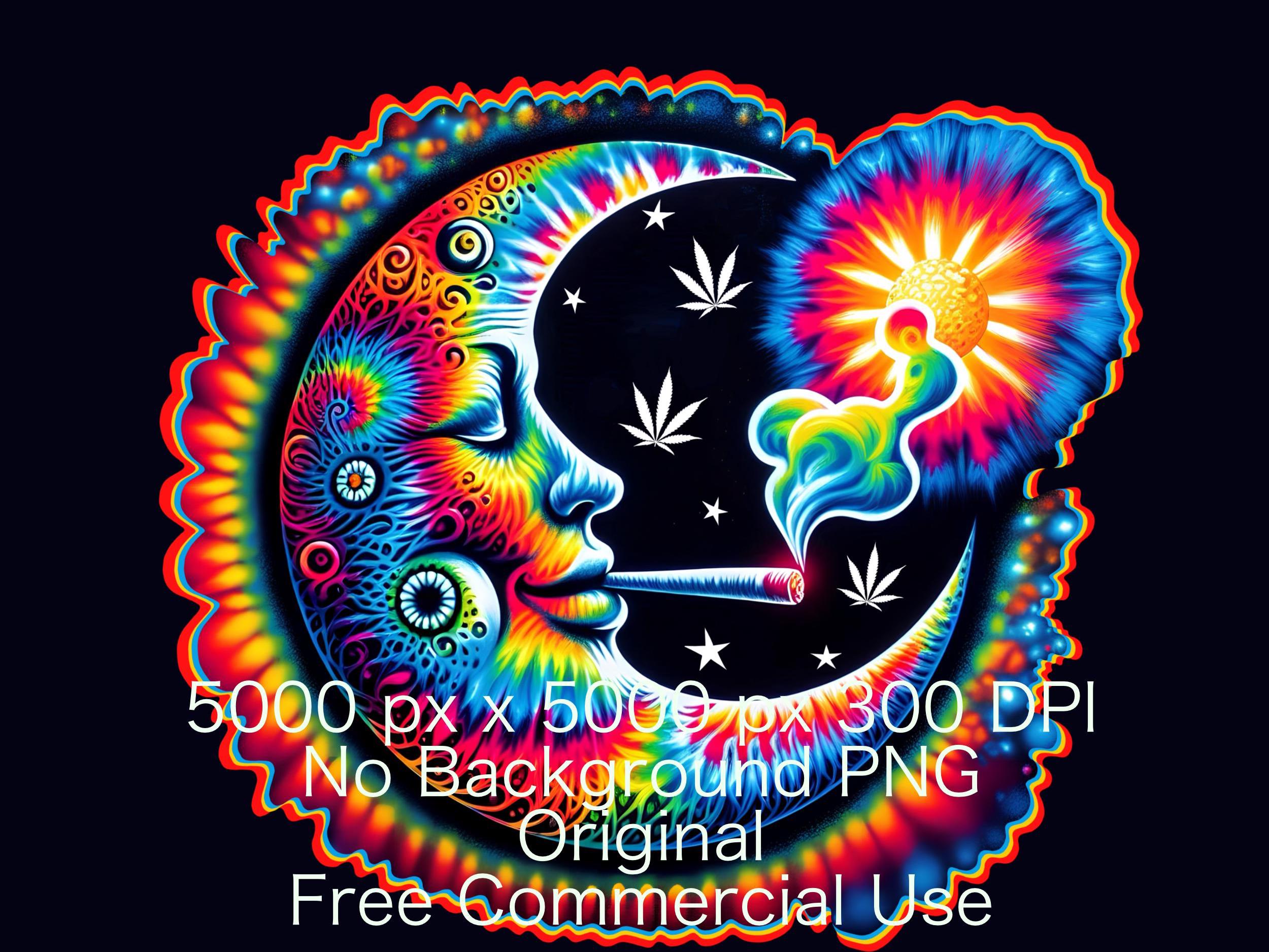 Marijuana Moon Sun and Stars PNG Image Groovy Tie Dye Cannabis Shirt ...