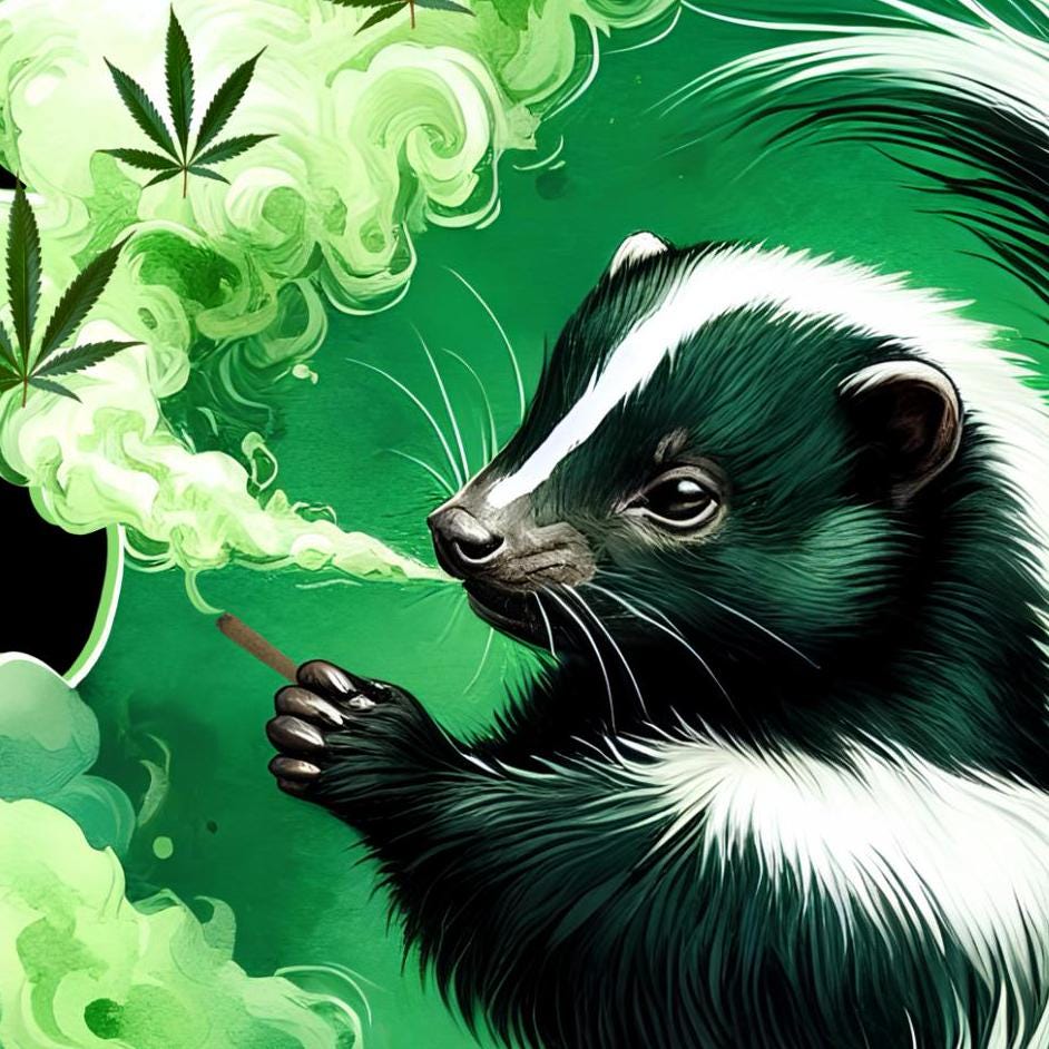 Stoney Skunk Smoking Dank PNG Free Use Images Cool Green Cannabis Art ...