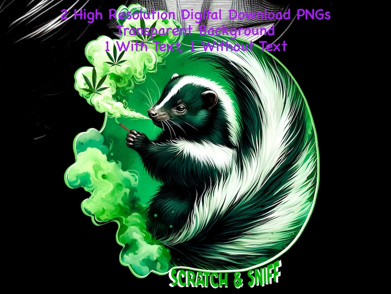 Stoney Skunk Smoking Dank PNG Free Use Images Cool Green Cannabis Art ...