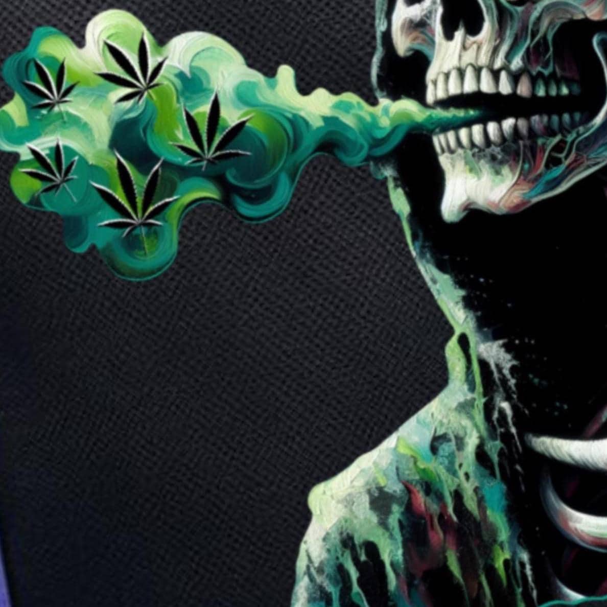 Stoner Skeleton Smoking Green PNG Image/ Halloween Gothic Shirt Design ...