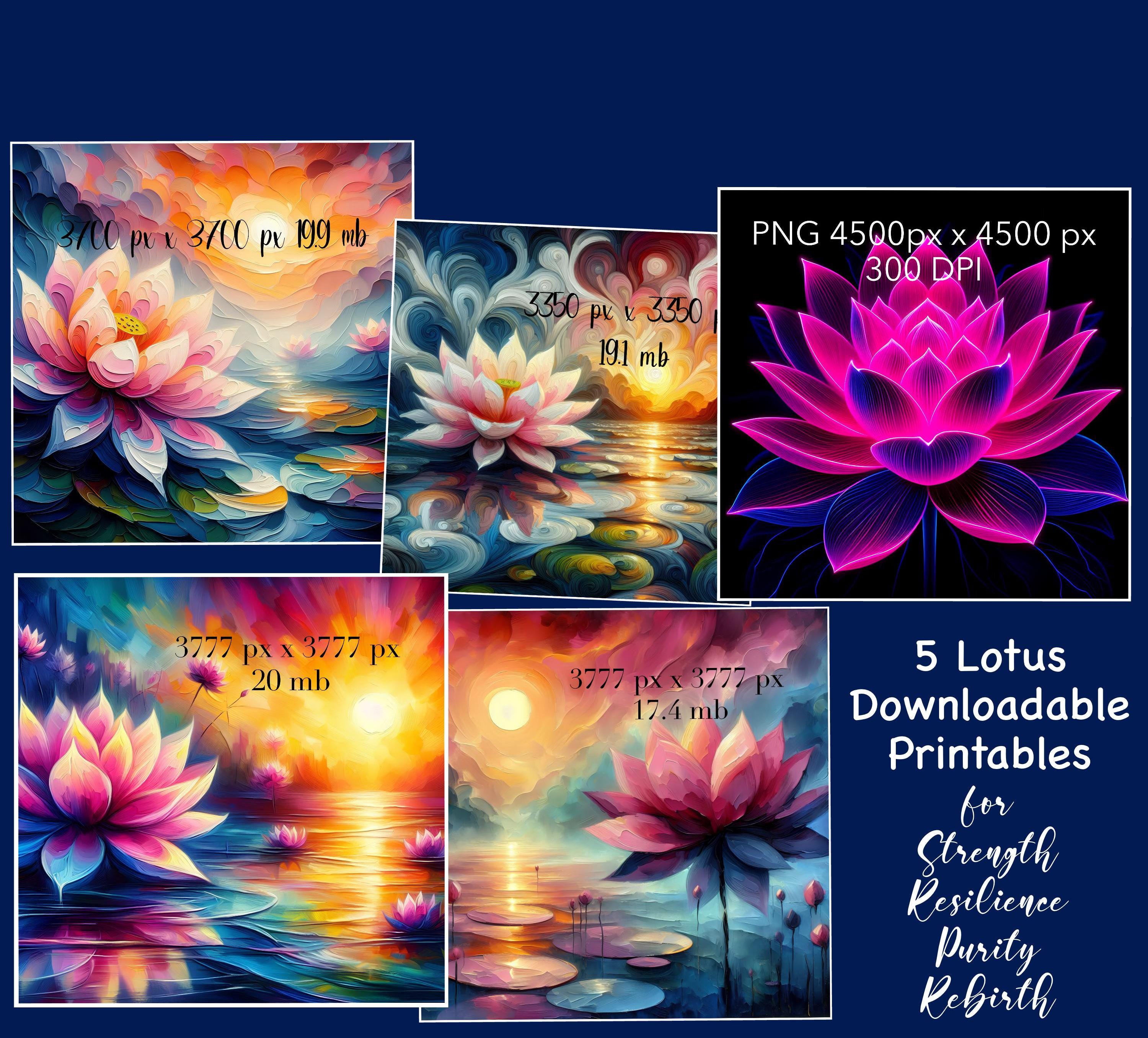 5 Lotus Flower Printable Art Images Download Resilience Strength ...