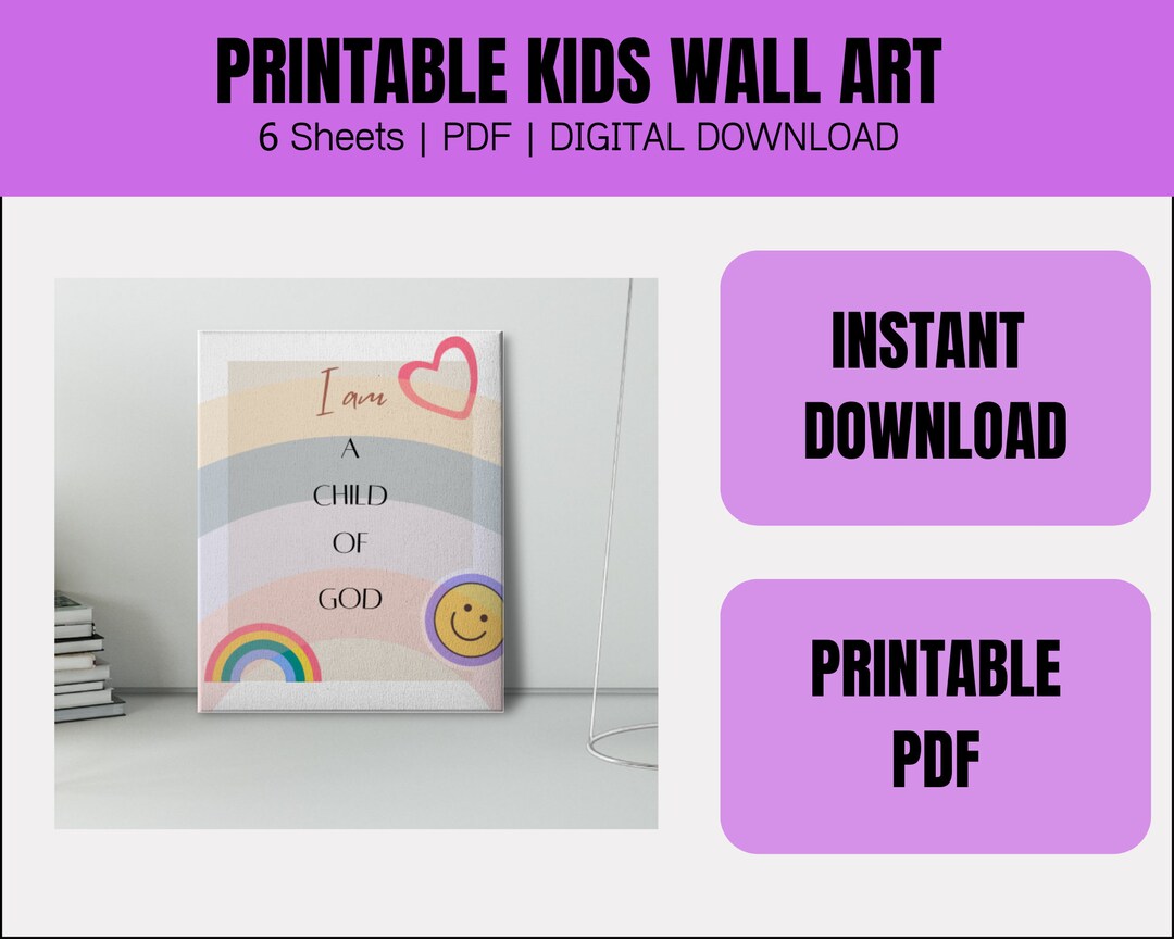 Set of 6 Biblical Nursery Wall Art | 4 Sizes Available | Printable Kids ...