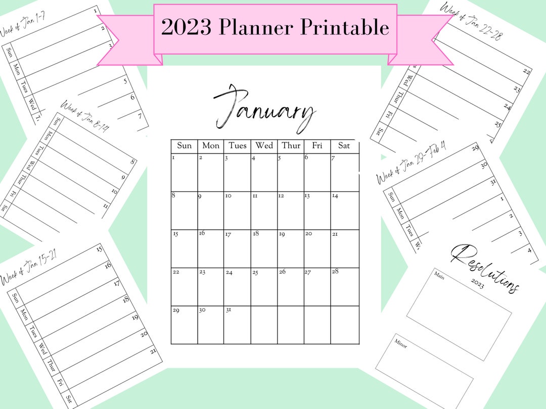 2023 Printable Planner 2023 Calendar 2023 Planner Weekly Planner ...