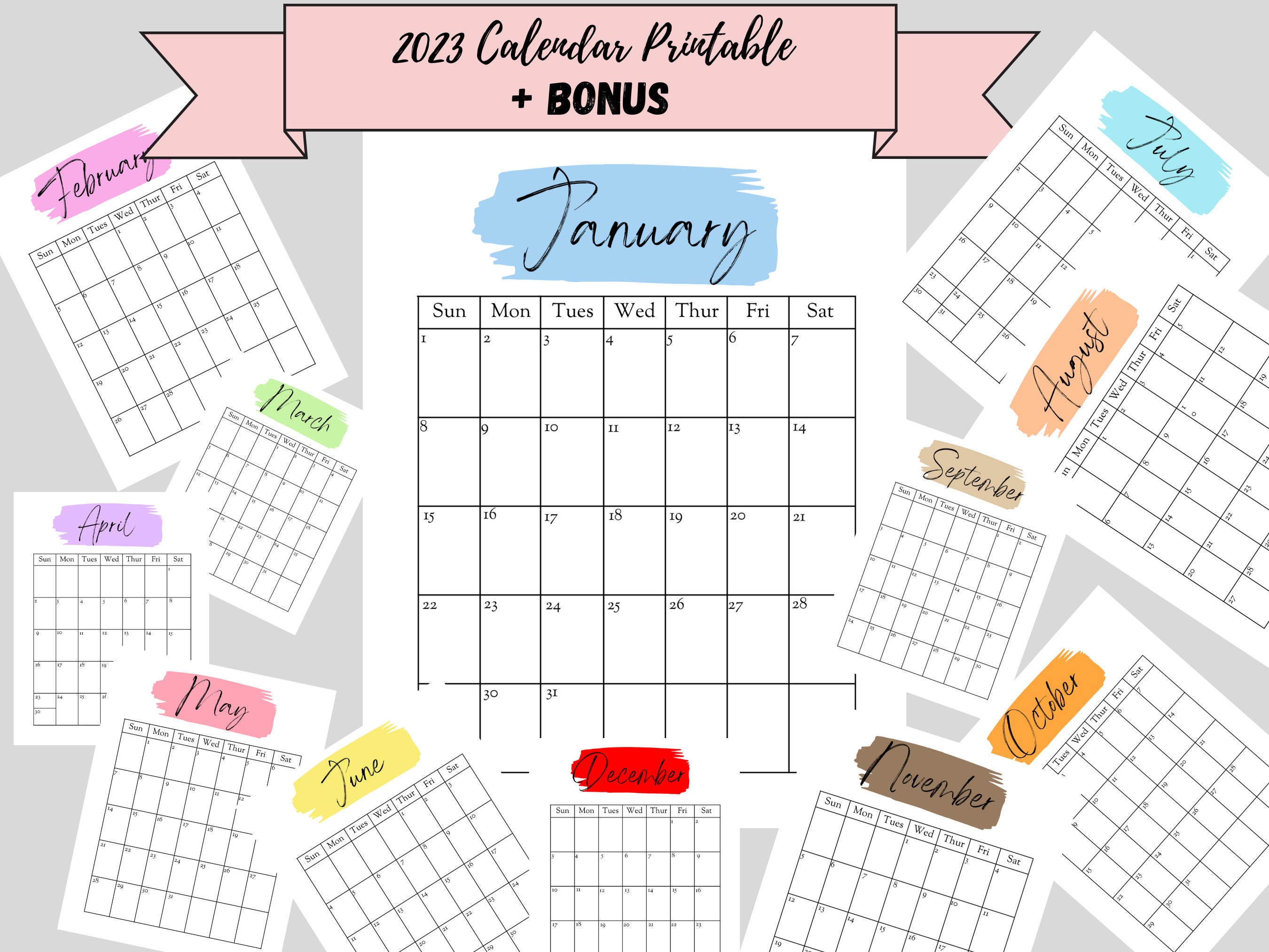 2023 Calendar-printable-new Year's Printable Calendar--2023 Organizer ...