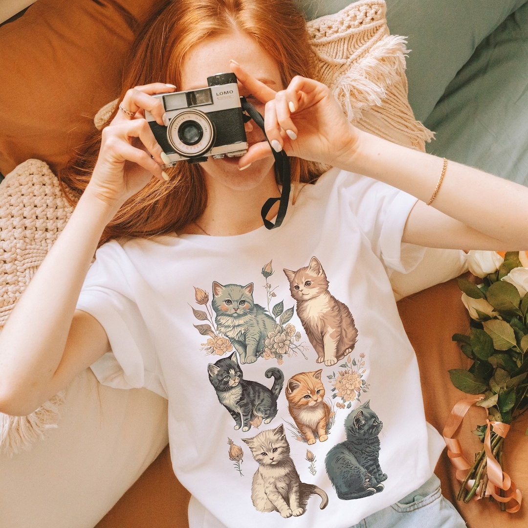Kitten Shirt, Cottagecore Clothing, Cat Lover Gift, Light Academia ...