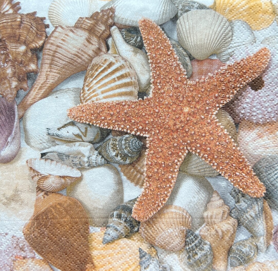 Napkins of Beach Themes: Starfish, Seashells, Shells and Stones ...