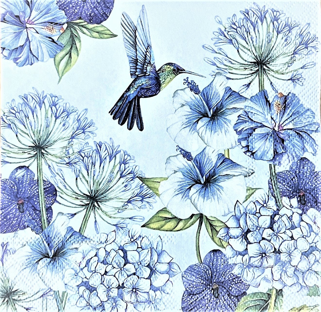 Napkins of Hummingbirds, Finches, Owl and Tropical Birds for Decoupage ...