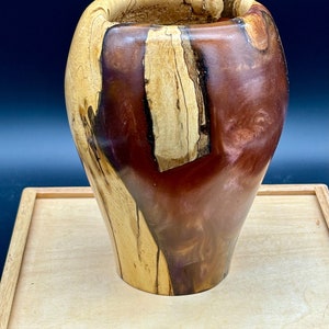 Unique Wood Turned Vase From Root Embedded in Multi Color Orange and ...