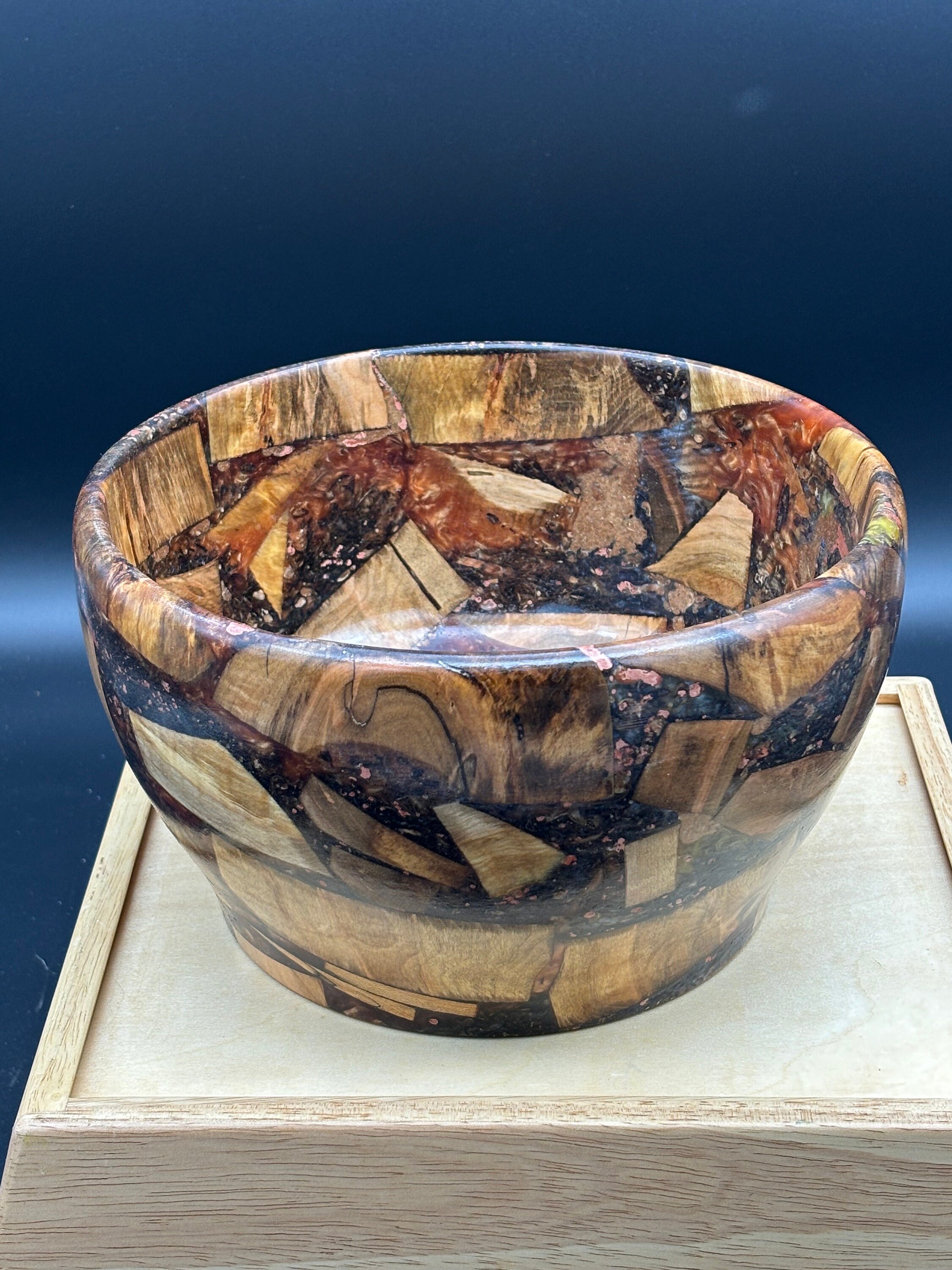 Woodturned Vase / Flower Pot From Spalted Maple Pieces From Adirondacks Embedded in Epoxy Resin ...