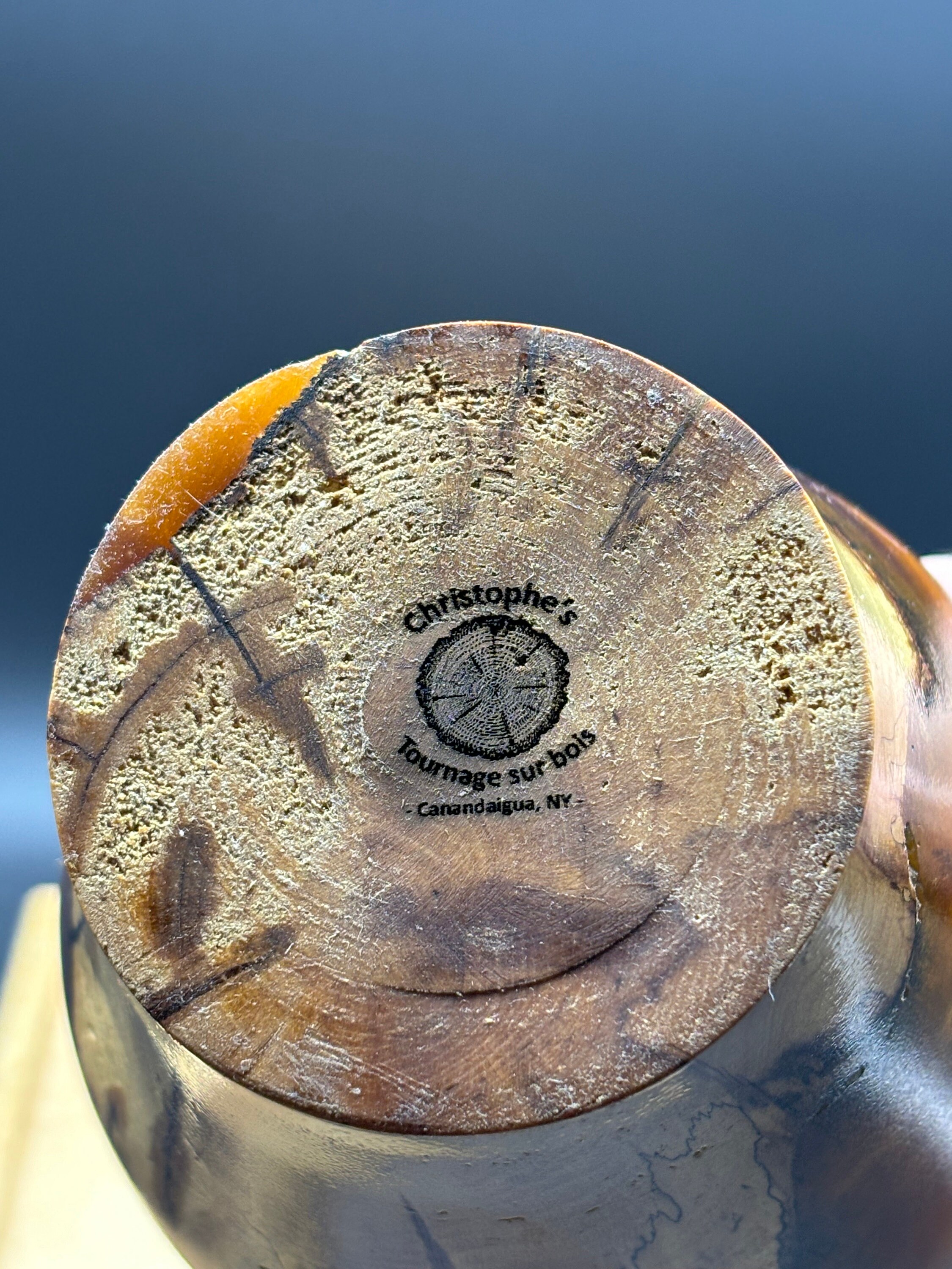 Unique Wood Turned Vase From Root Embedded in Multi Color Orange and ...