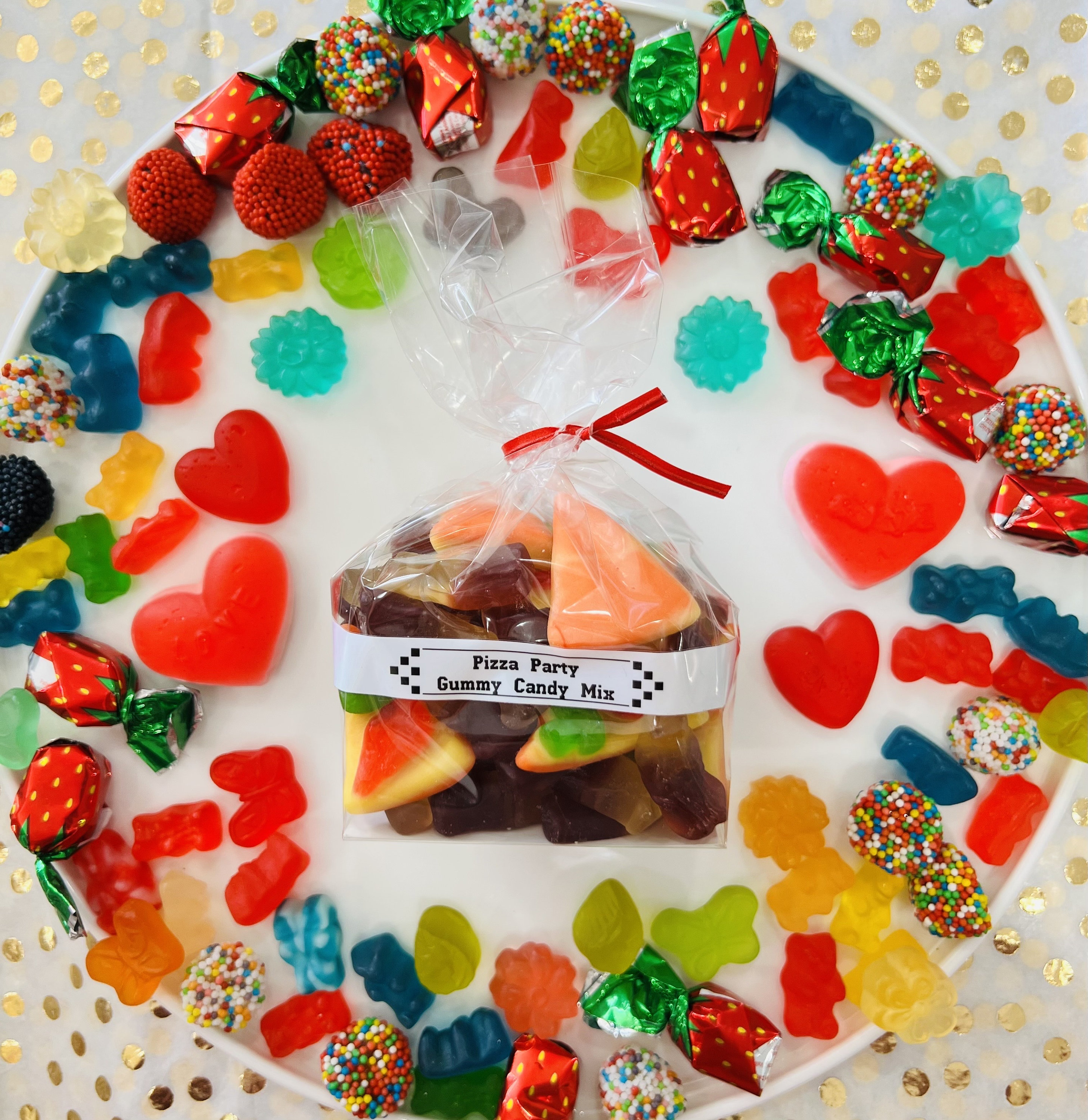 Pizza Party Gummy Candy Mix, Mini Coke Bottle Gummies and Pizza Slice ...