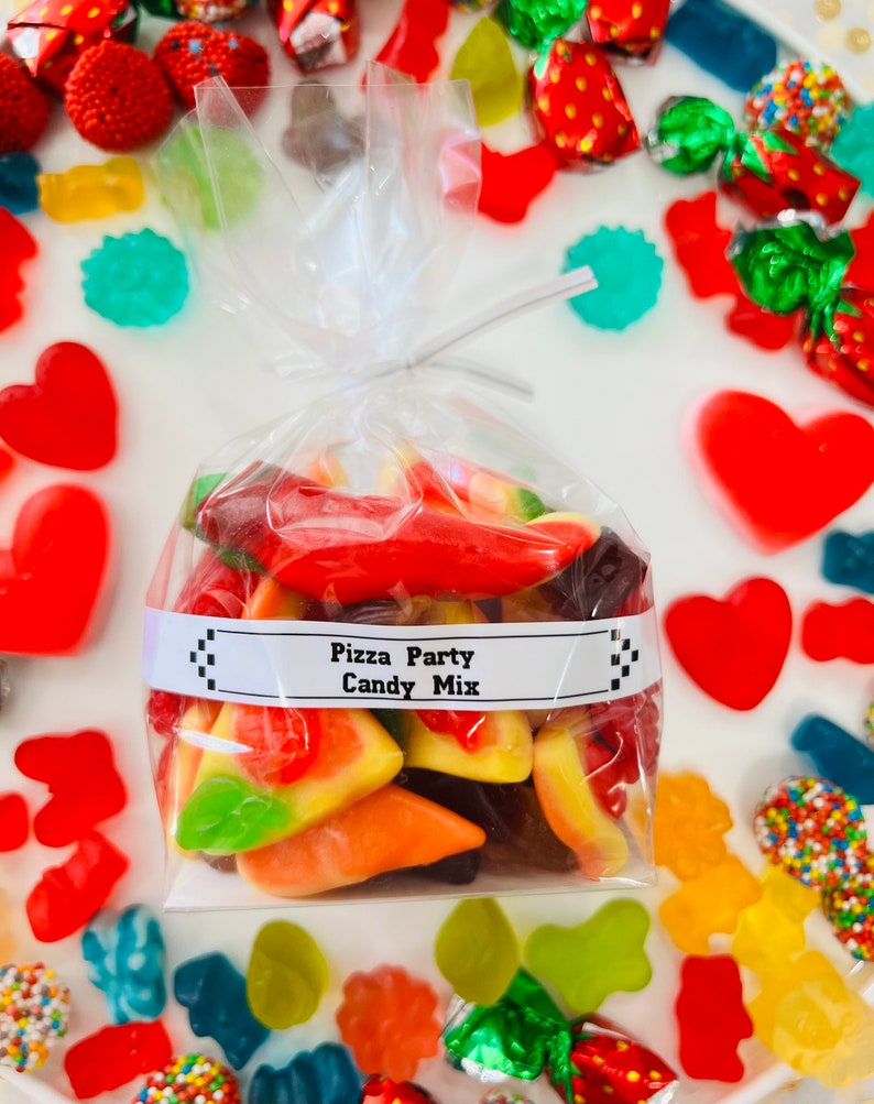 Pizza Party Gummy Candy Mix, Mini Coke Bottle Gummies and Pizza Slice ...